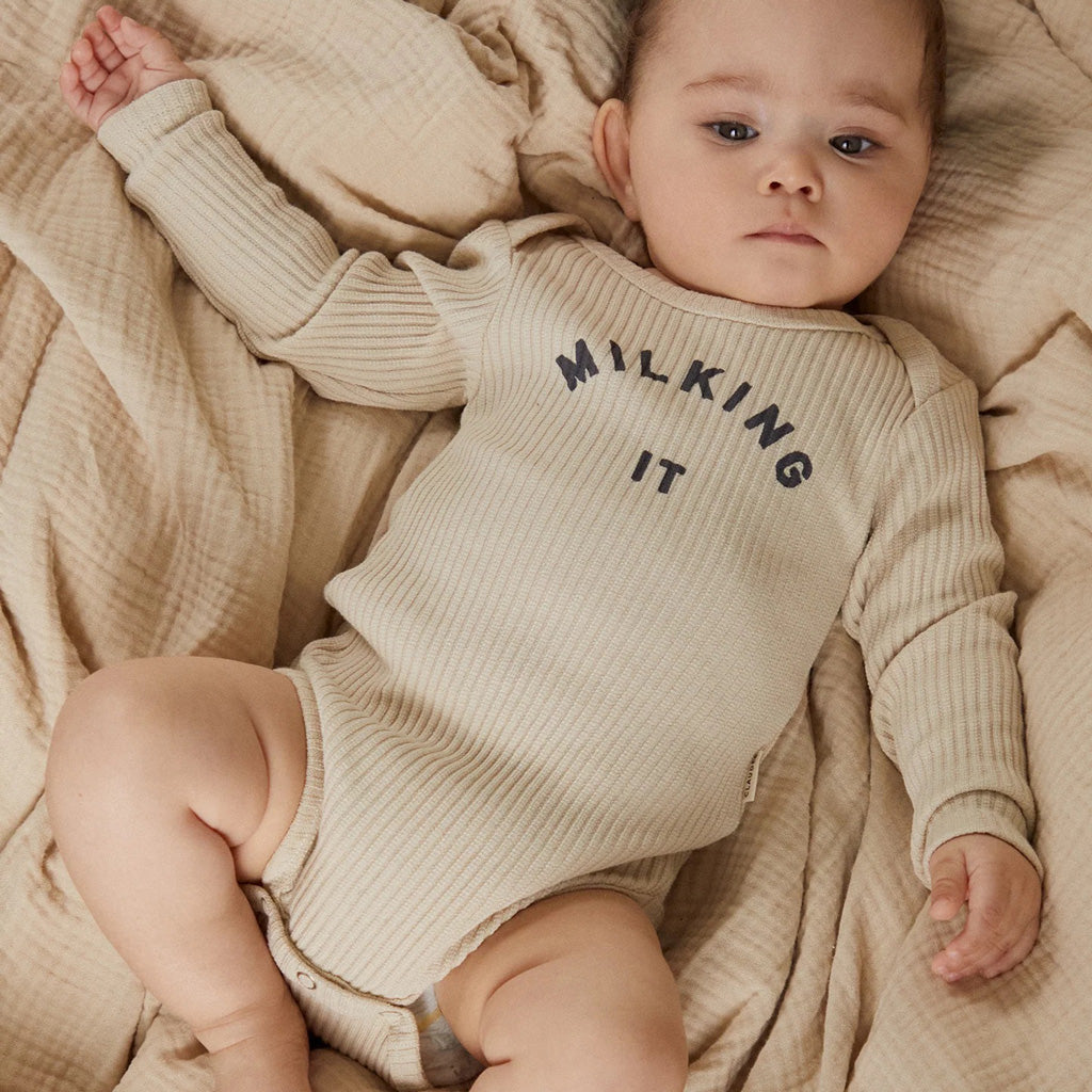 Milking It Bodysuit - Oat – The Little Wooden Peg