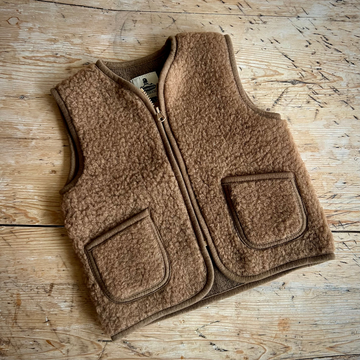 Wool Pepitko Gilet - Teddy Brown – The Little Wooden Peg
