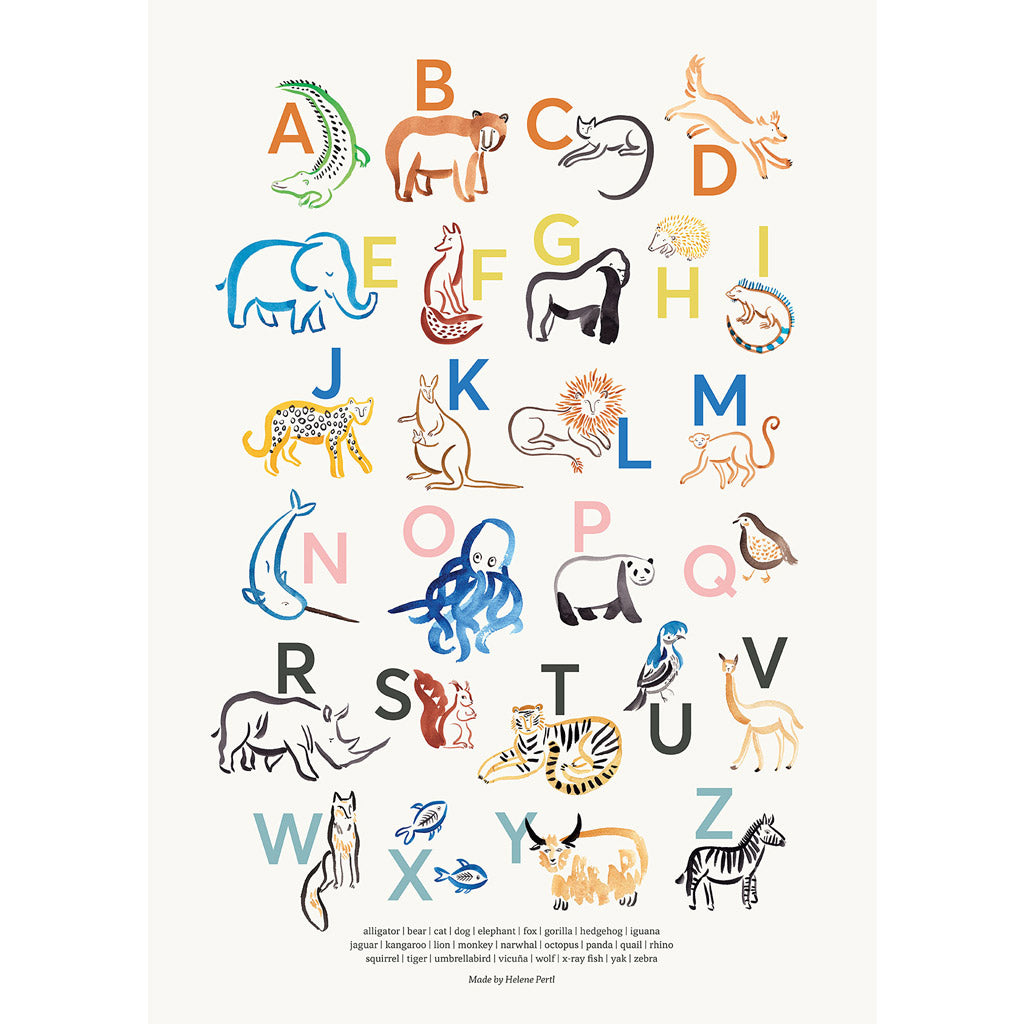 Animal Alphabet Print A3 by Helene Pertl – The Little Wooden Peg